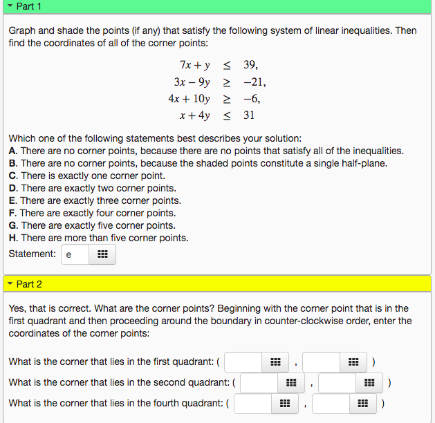 Solved Part 1 Graph and shade the points (if any) that | Chegg.com