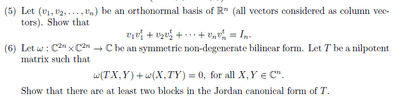 Solved (5) ﻿Let (v1,v2,dots,vn) ﻿be an orthonormal basis of | Chegg.com