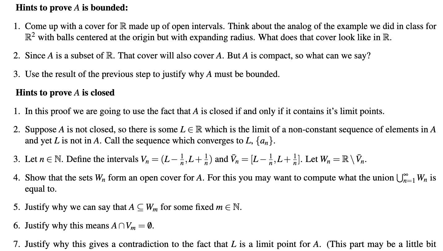 Solved In this puzzle you'll prove half of the Heine-Borel | Chegg.com