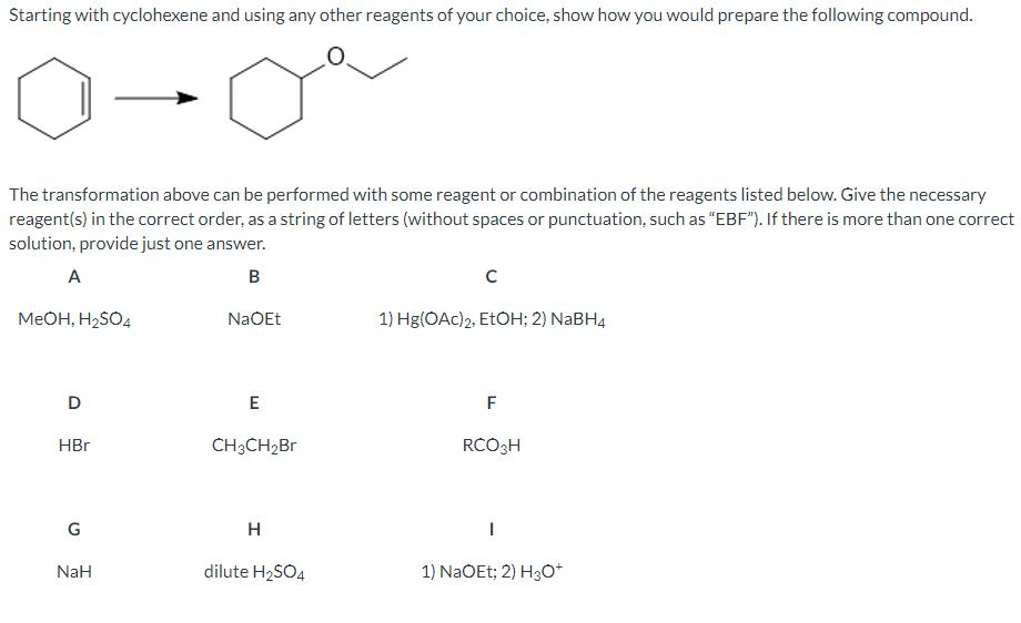 Solved Starting with cyclohexene and using any other | Chegg.com