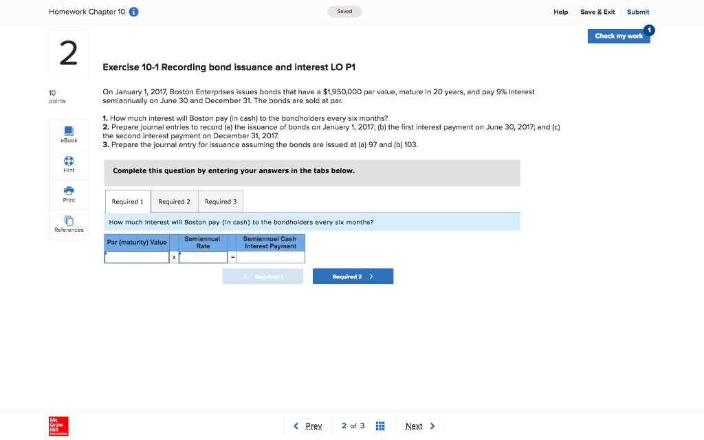 Solved Homework Chapter 10 Saved Help Save &Exit Submit | Chegg.com