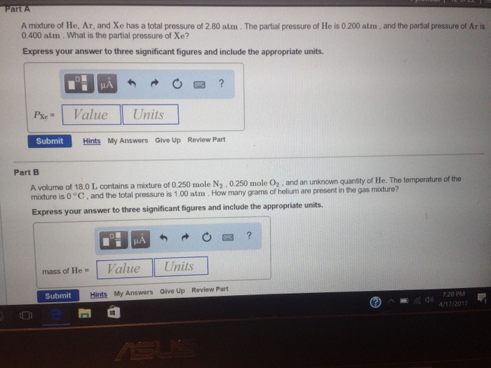 Solved A mixture of He, Ar, and Xe has a total pressure of | Chegg.com