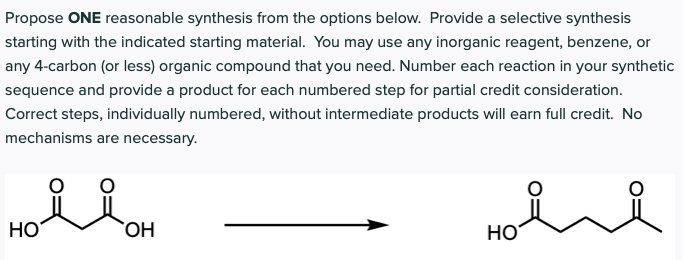 Solved Propose ONE reasonable synthesis from the options | Chegg.com Solved Propose ONE reasonable synthesis from the options | Chegg.com