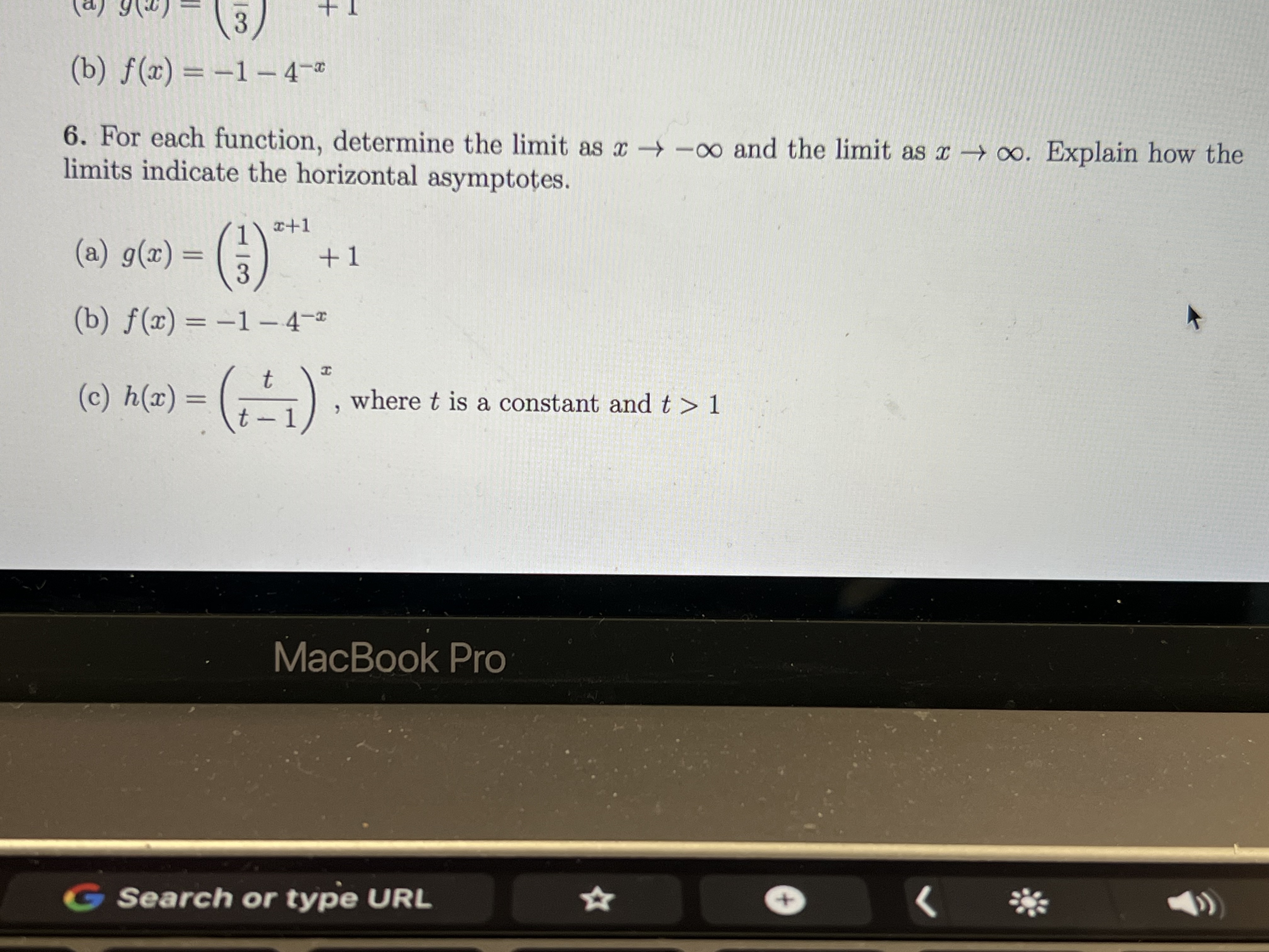 Solved (b) f(x)=−1−4−x 6. For each function, determine the | Chegg.com