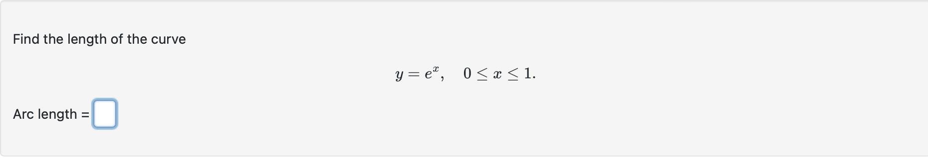 Solved Find the length of the curve y=ex,0≤x≤1 | Chegg.com