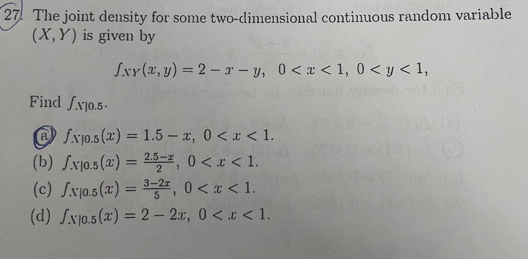 Solved The joint density for some two-dimensional continuous | Chegg.com