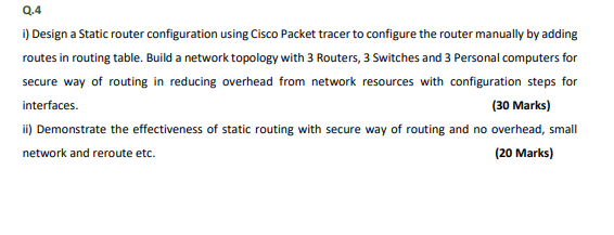 Solved Q4 I Design A Static Router Configuration Using 6984