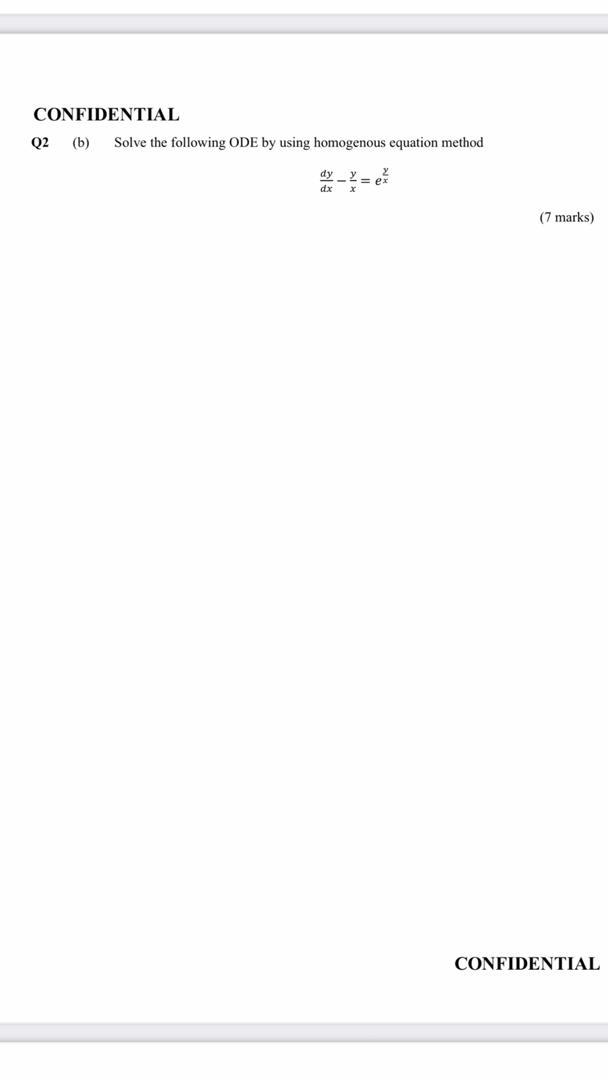 Solved Confidential Q2 B Solve The Following Ode By Using 1331