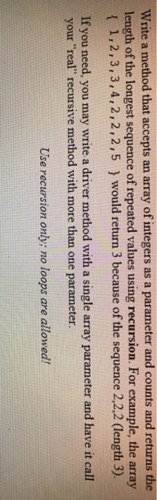 Solved Write A Method That Accepts An Array Of Integers As A