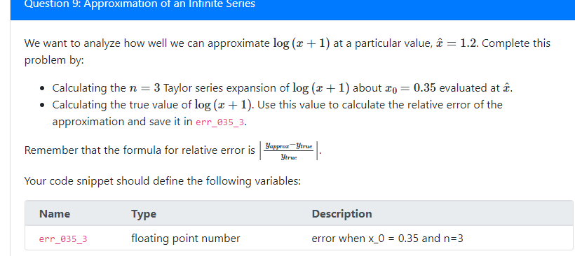 Solved Question 9: Approximation of an Infinite Series We | Chegg.com