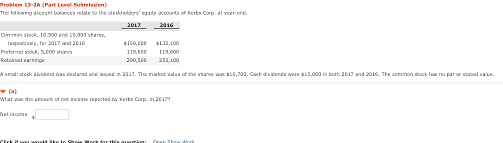 Solved Problem 13-2A (Part Level Submission) The following | Chegg.com
