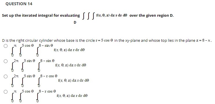 Solved Set up the iterated integral for evaluating | Chegg.com