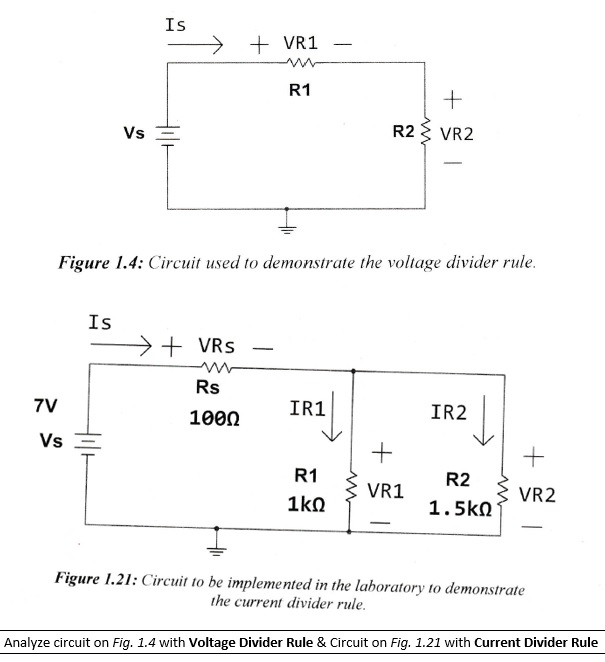 Solved >> + VR1 - R1 Vs = R2} VR2 Figure 1.4: Circuit used | Chegg.com