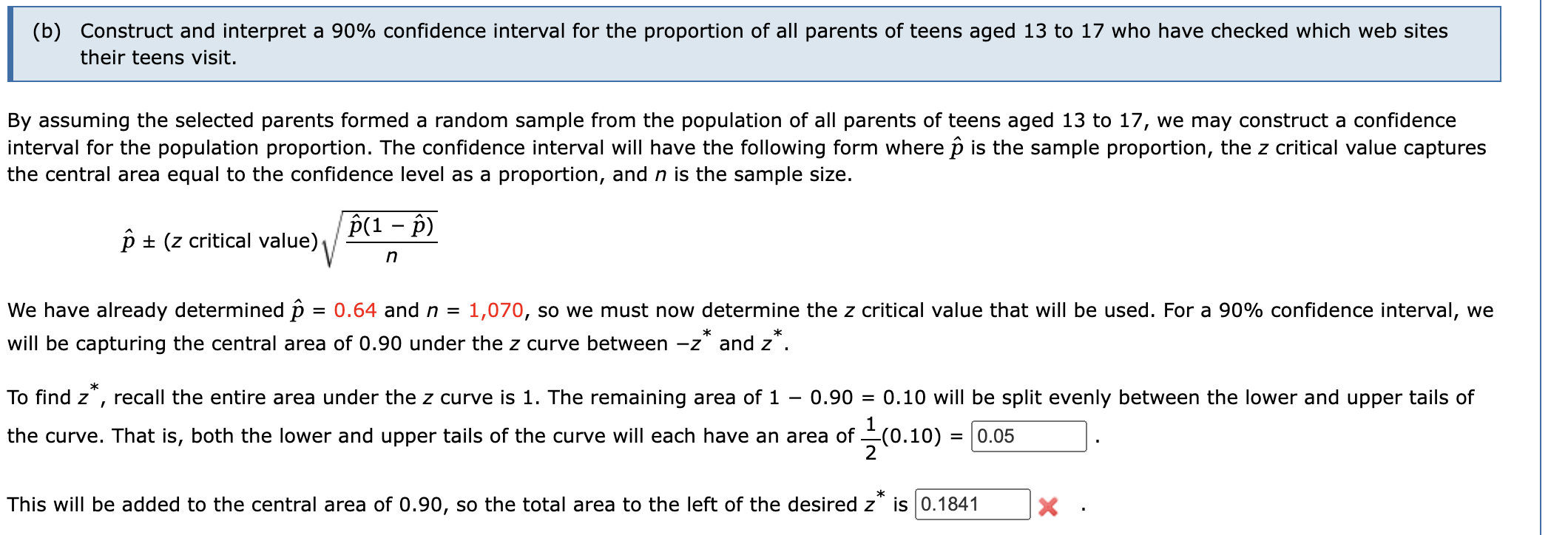 Solved (b) Construct and interpret a 90% confidence interval | Chegg.com