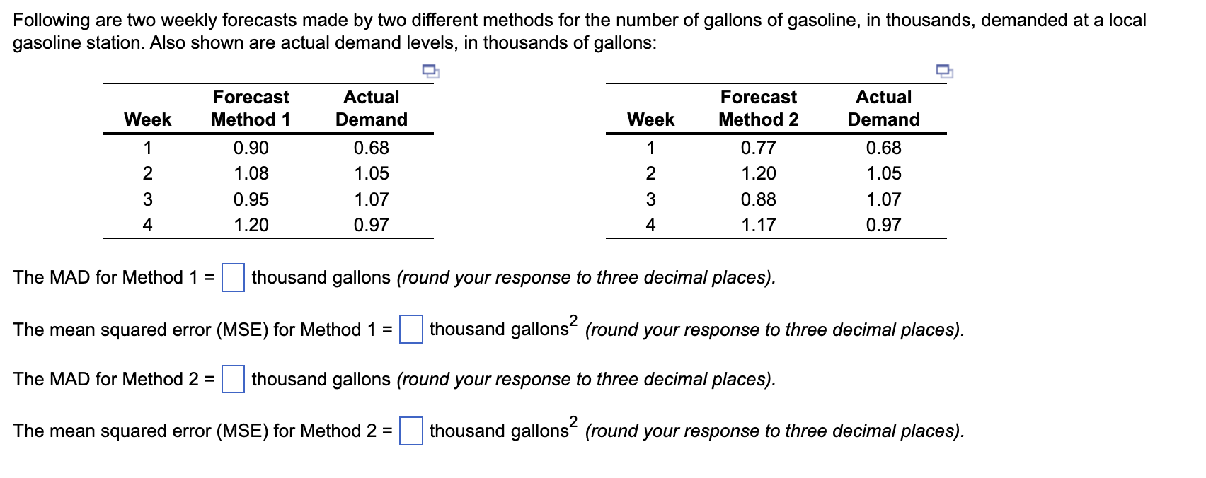 Solved Following are two weekly forecasts made by two | Chegg.com