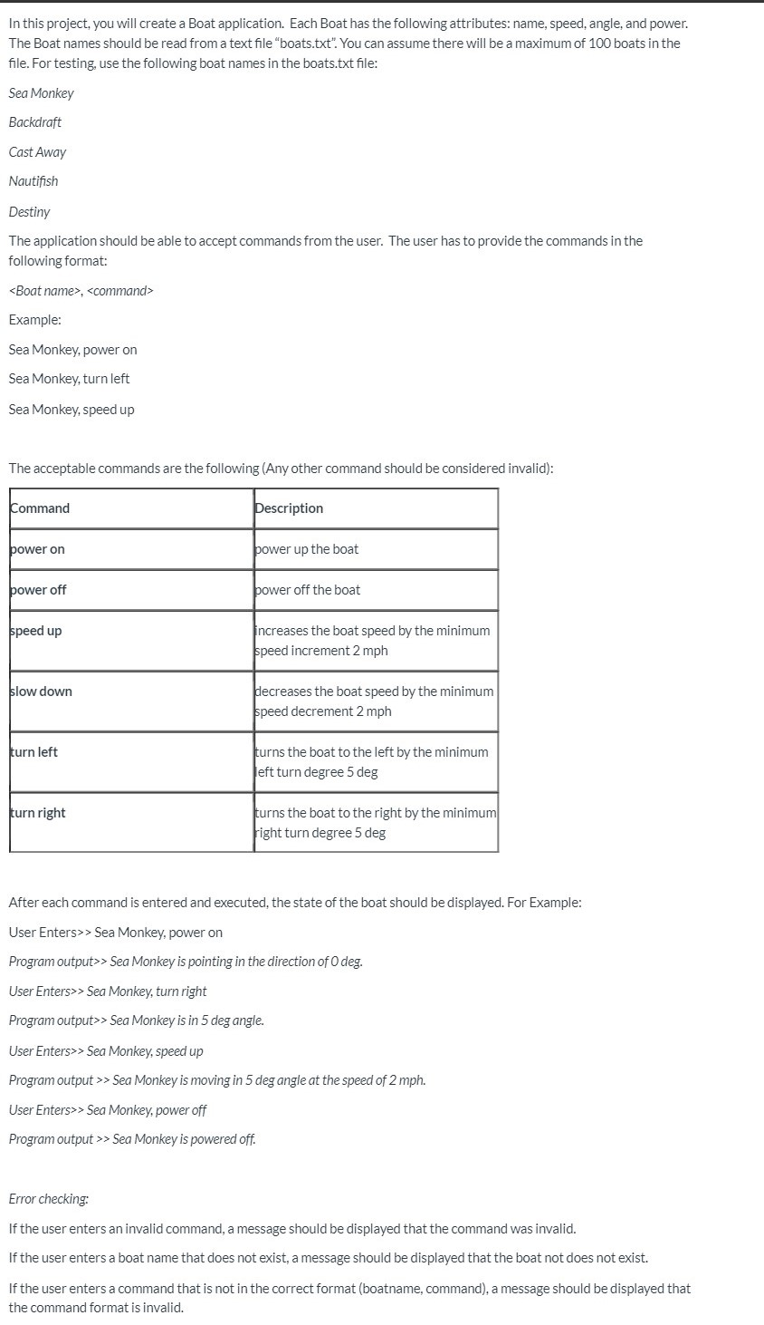 Solved In this project. you will create a Boat application. | Chegg.com