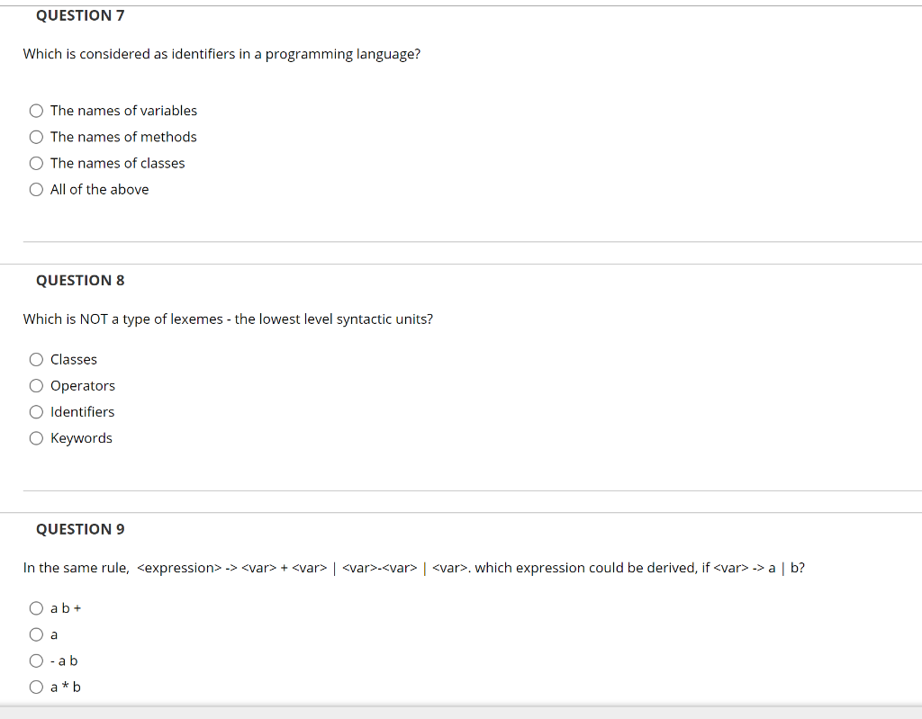 Solved Question 7 Which Is Considered As Identifiers In A