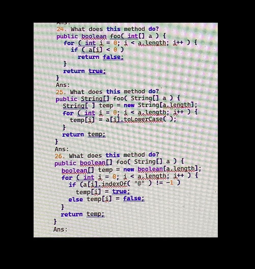 Solved 24. What does this method do? public booleap foo( int | Chegg.com