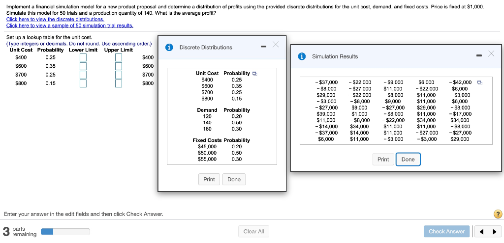 Solved Implement a financial simulation model for a new | Chegg.com