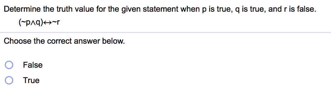 Solved Determine the truth value for the given statement | Chegg.com