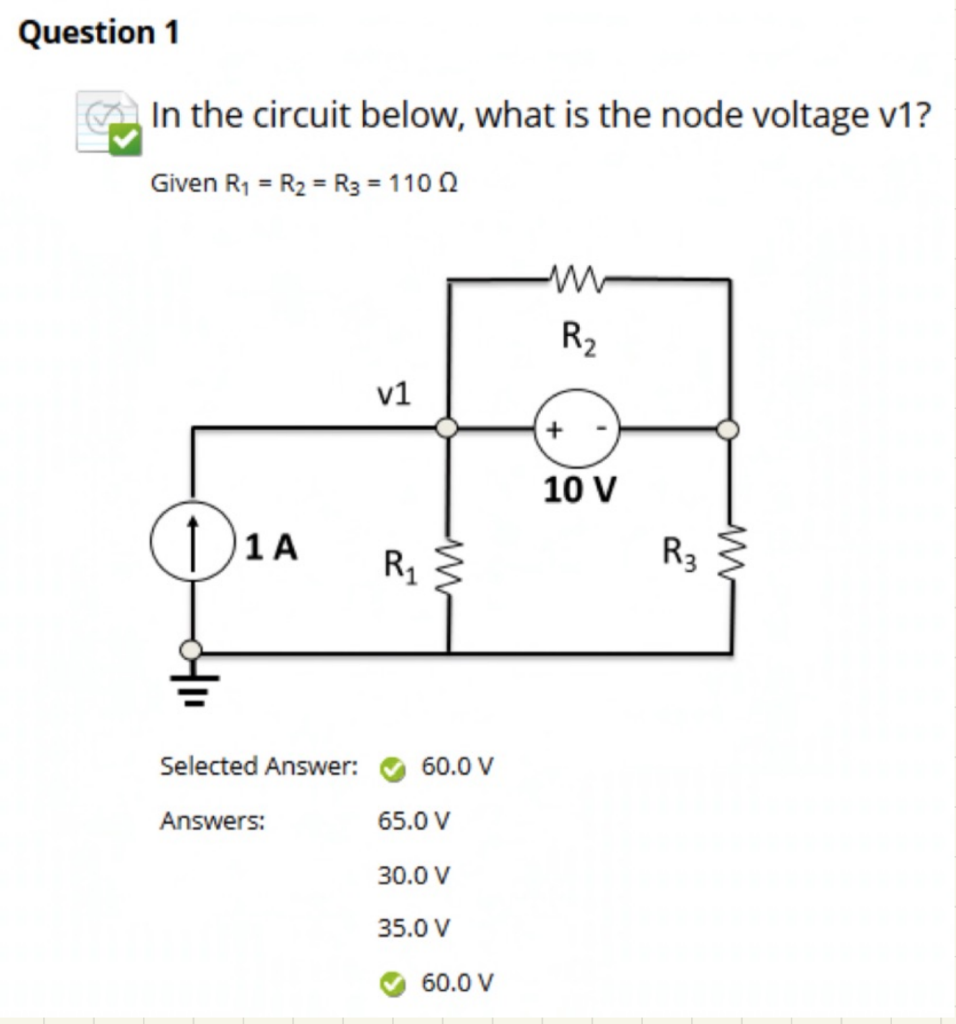 Solved In the circuit below, what is the node voltage v1? | Chegg.com