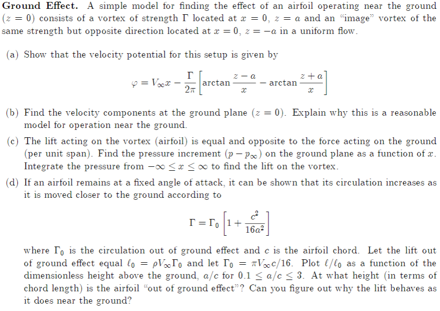 Ground Effect. A simple model for finding the effect | Chegg.com