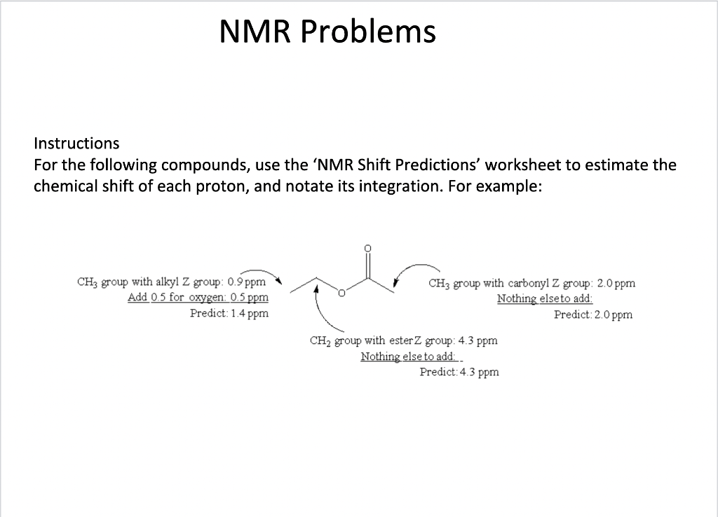 Solved NMR Problems Instructions For the following | Chegg.com