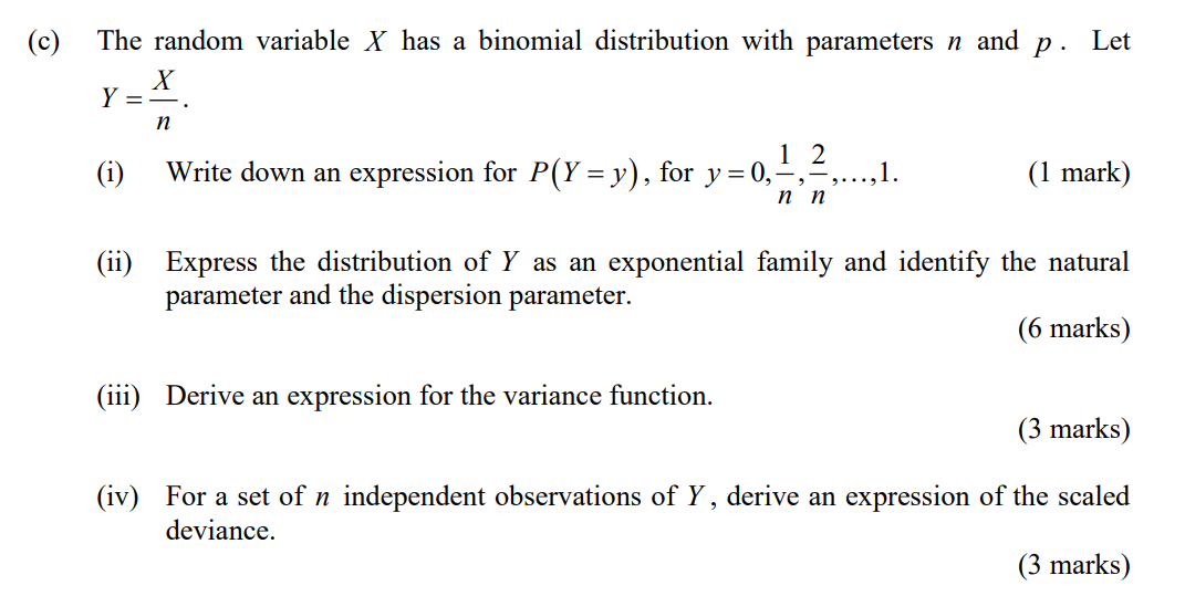 Solved c) The random variable \\( X \\) has a binomial | Chegg.com