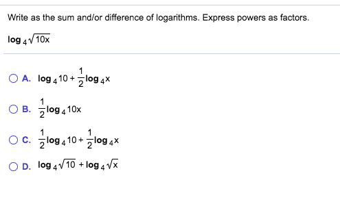 Solved Write as the sum and/or difference of logarithms. | Chegg.com