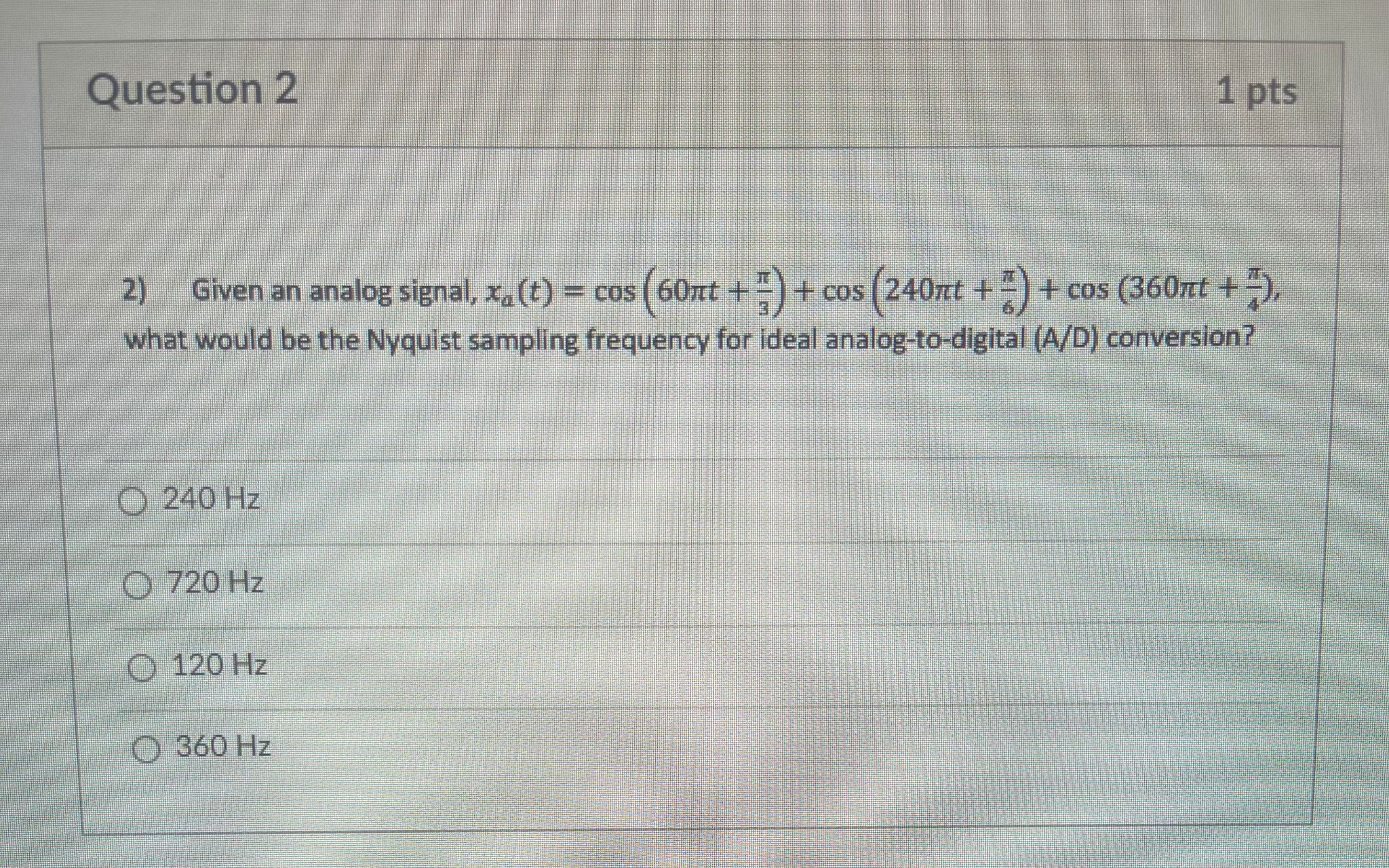 Solved 2) Given an analog signal, | Chegg.com