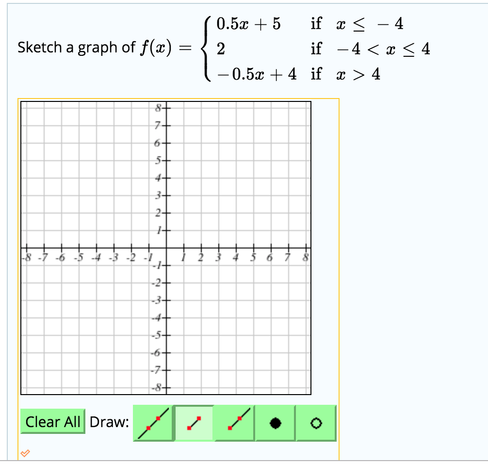 Solved 0.5x + 5 if x〈-4 Sketch a graph of f(x)-〉 2 -0.5x + 4 | Chegg.com
