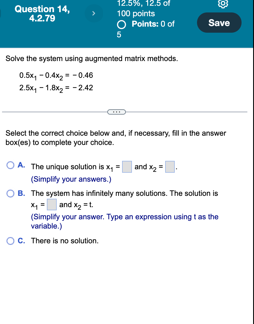 Solved Solve the system using augmented matrix methods. | Chegg.com