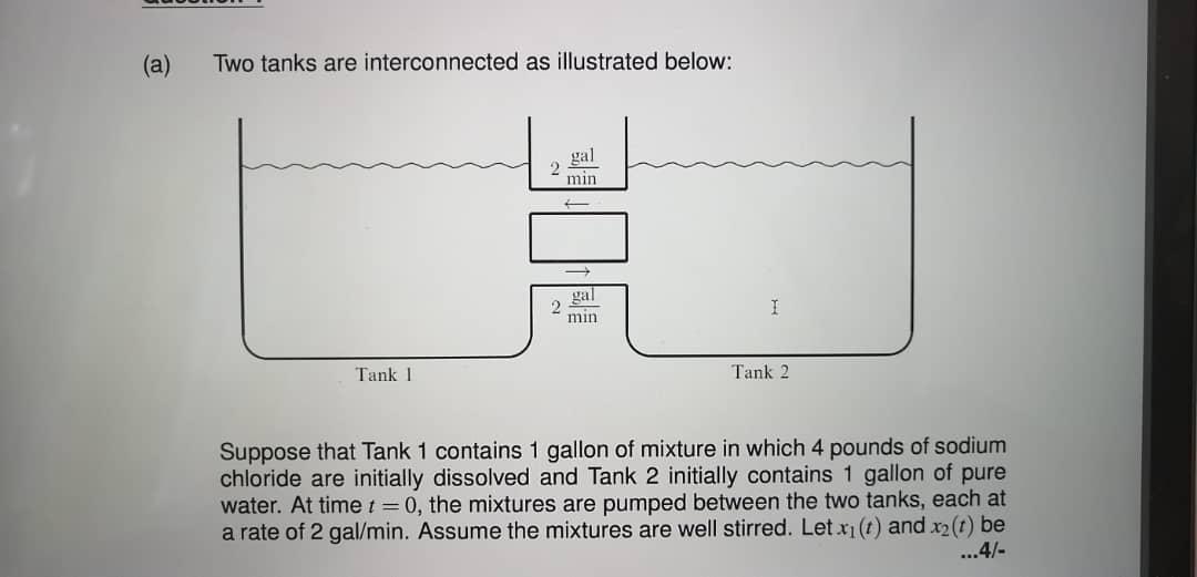 (a) Two tanks are interconnected as illustrated | Chegg.com
