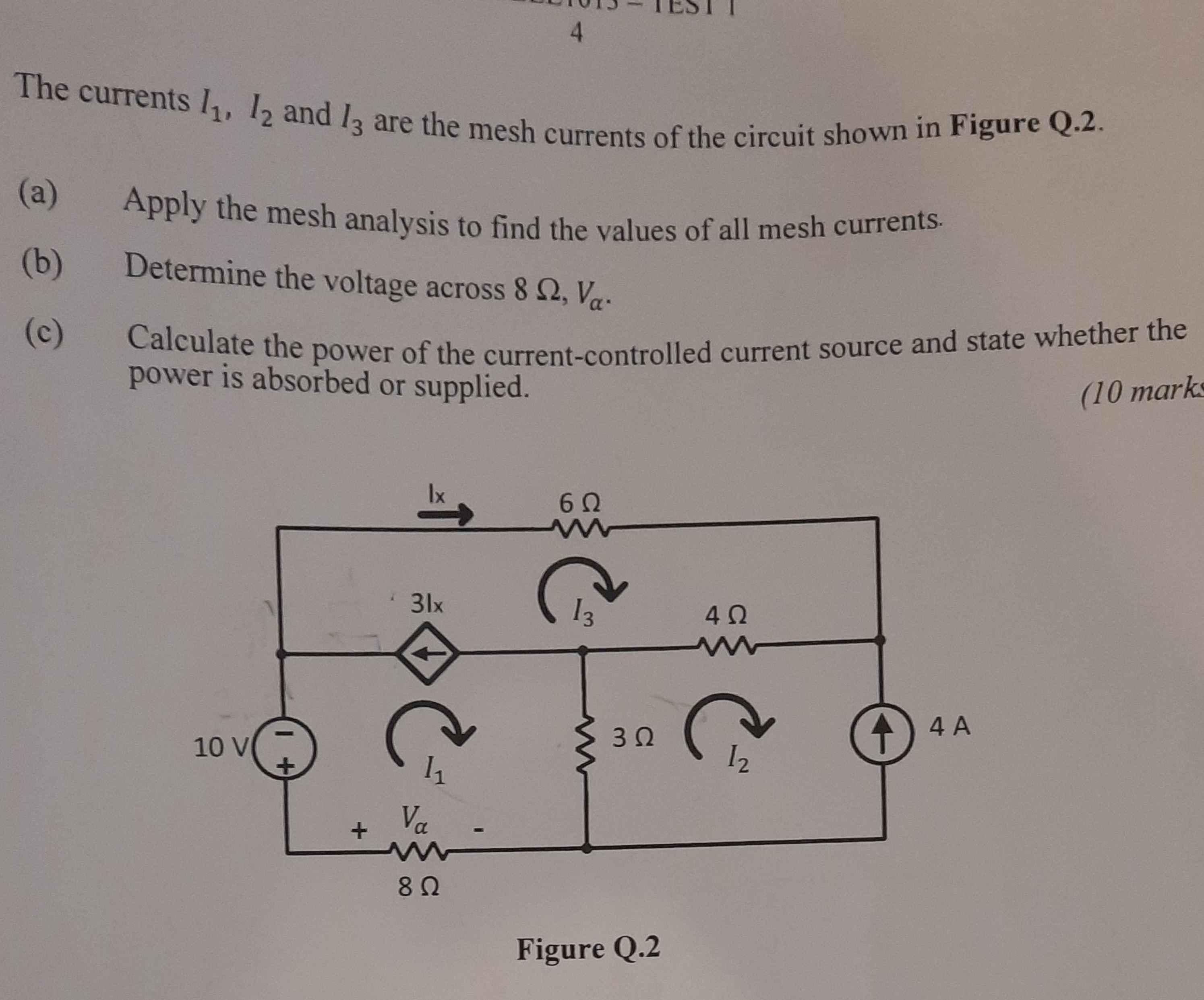 Solved The currents I1,I2 ﻿and I3 ﻿are the mesh currents of | Chegg.com