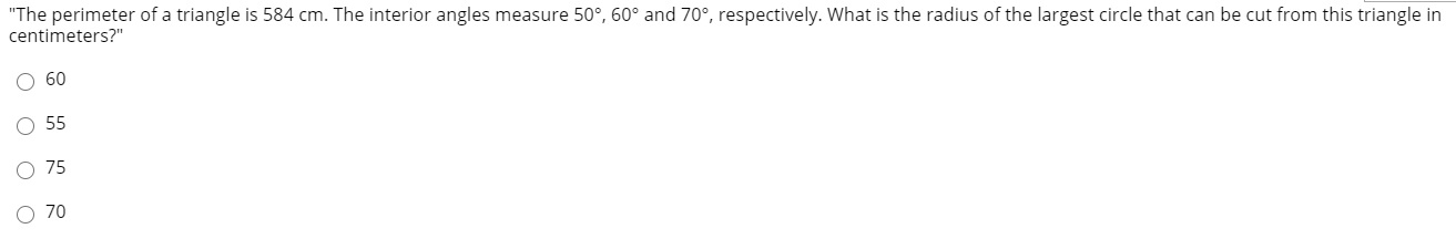 Solved "The perimeter of a triangle is 584 cm. The interior | Chegg.com