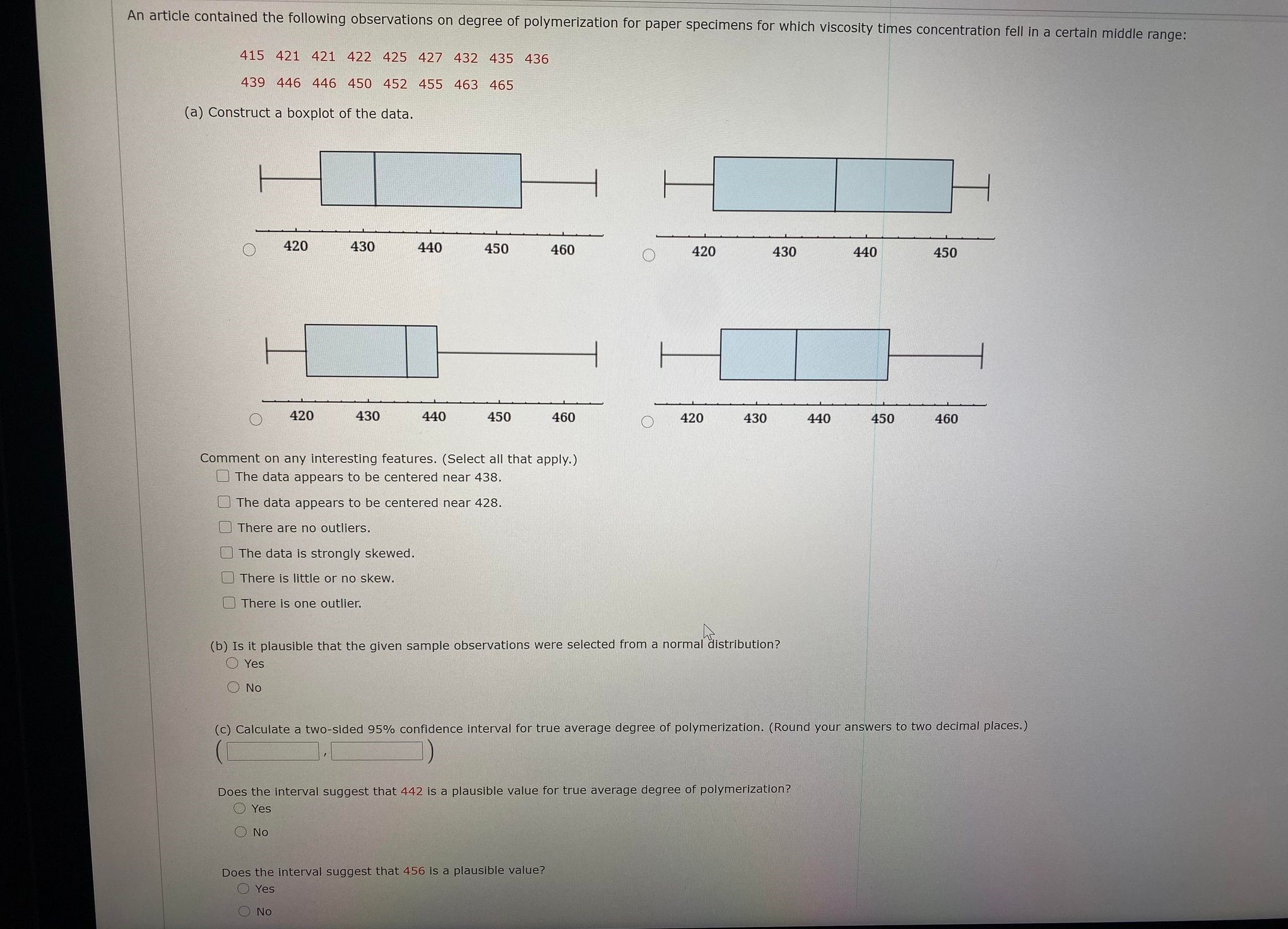 Solved An Article Contained The Following Observations On