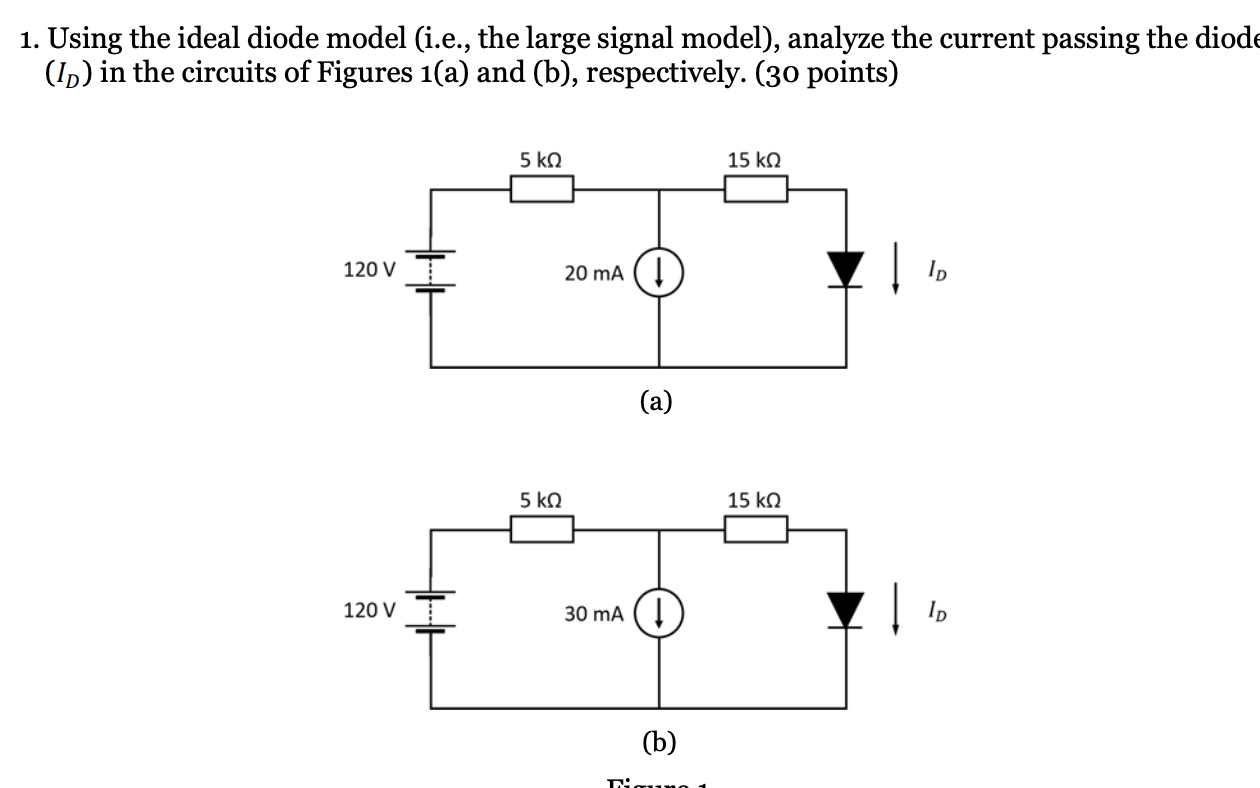 Solved 1. Using the ideal diode model (i.e., the large | Chegg.com