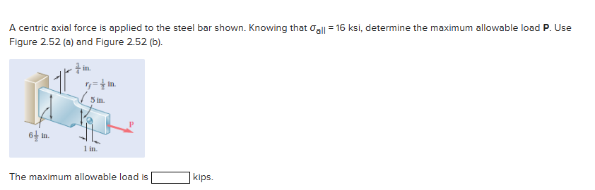 Solved A centric axial force is applied to the steel bar | Chegg.com