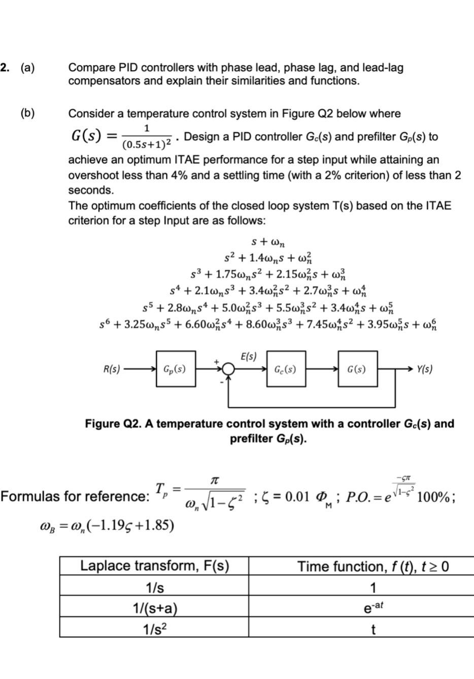 2. (a) Compare PID controllers with phase lead, phase | Chegg.com