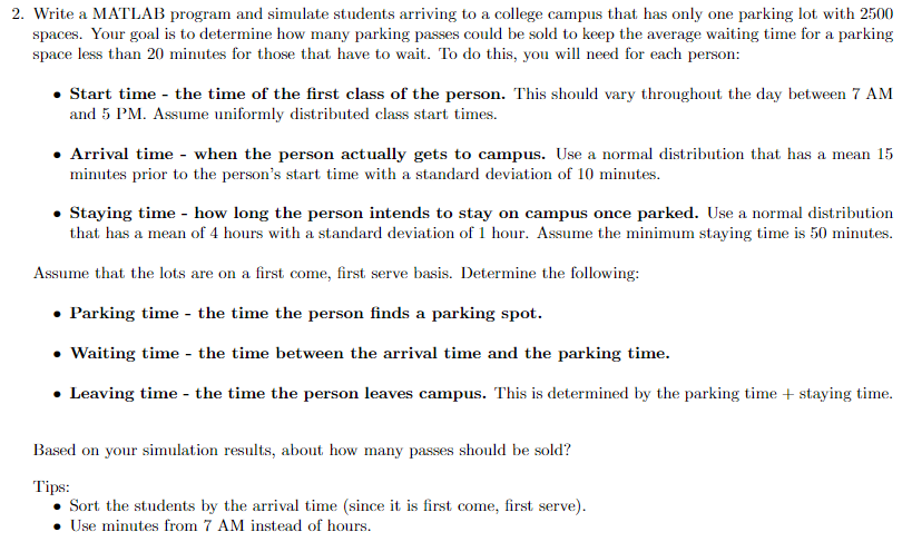 2. Write a MATLAB program and simulate students | Chegg.com