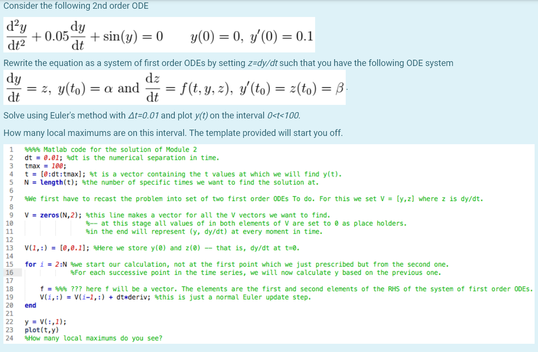 Consider the following 2nd order ODE do + 0.05% + | Chegg.com