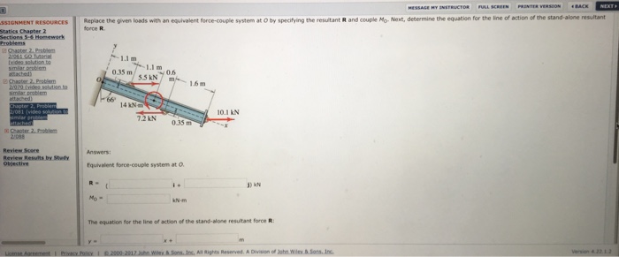 Solved Replace the given loads with an equivalent | Chegg.com