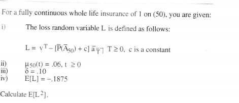 For a fully continuous whole life insurance of 1 on | Chegg.com