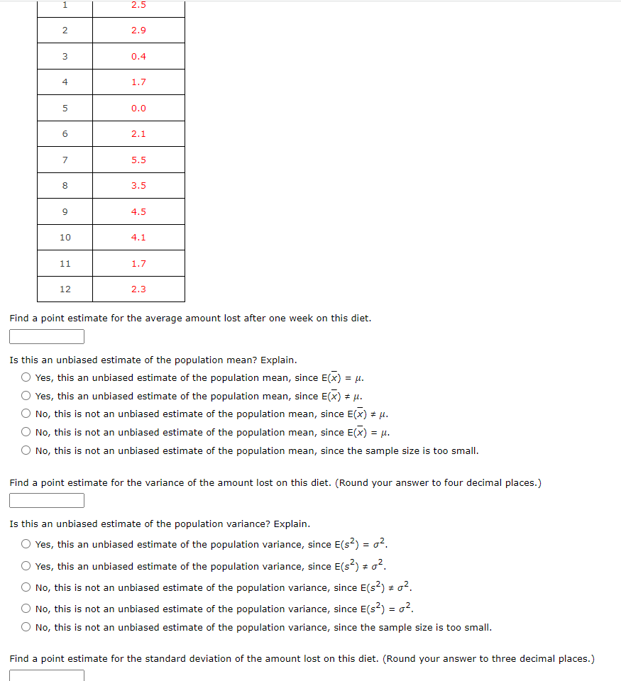 Solved 1 2.5 1 2. 2.9 3 0.4 4 1.7 5 0.0 6 2.1 7 5.5 00 3.5 9 | Chegg.com