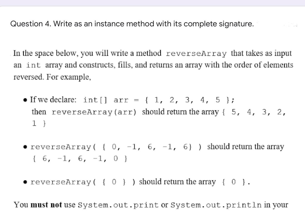 Solved Question 4 Write As An Instance Method With Its 