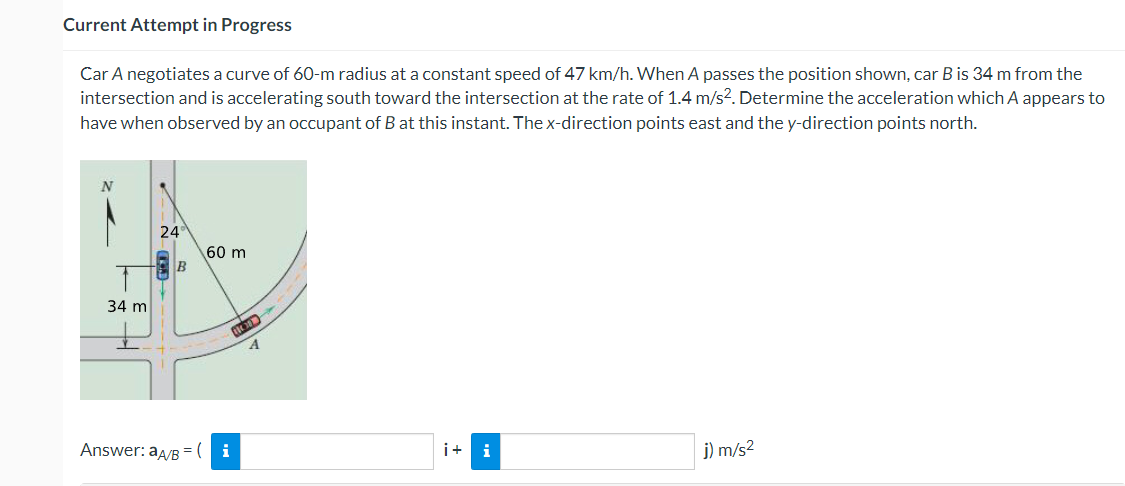 Solved Car A negotiates a curve of 60−m radius at a constant | Chegg.com