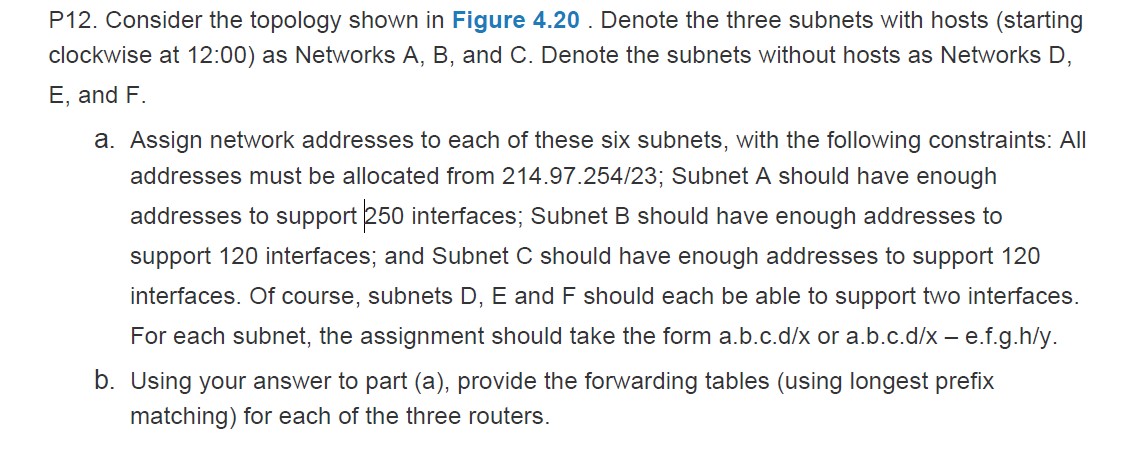 Solved How to order networks A, B, and C and subnets D, E, | Chegg.com