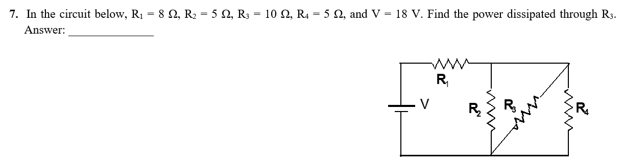 Solved 7. In the circuit below, R1=8Ω,R2=5Ω,R3=10Ω,R4=5Ω, | Chegg.com
