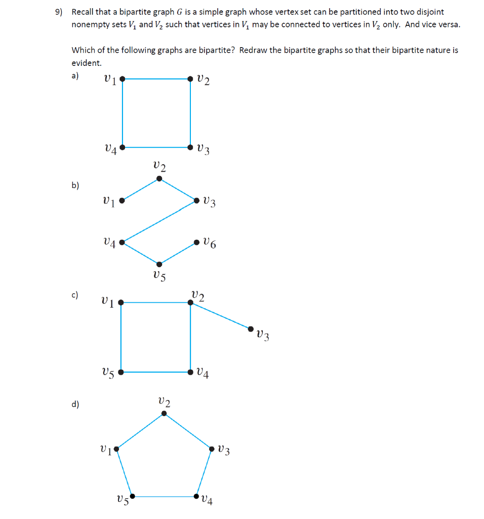 Solved 9) Recall that a bipartite graph G is a simple graph | Chegg.com