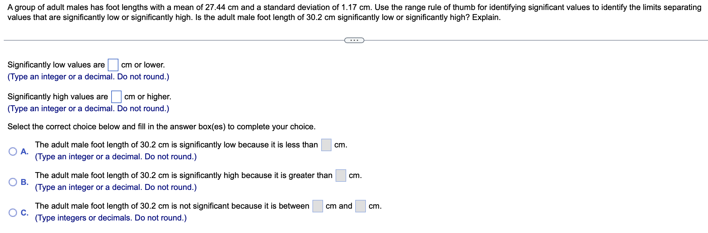 Solved values that are significantly low or significantly | Chegg.com